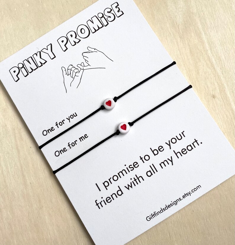 Pinky Promise Bracelets, Couples Heart Bracelet, Boyfriend Girlfriend ...