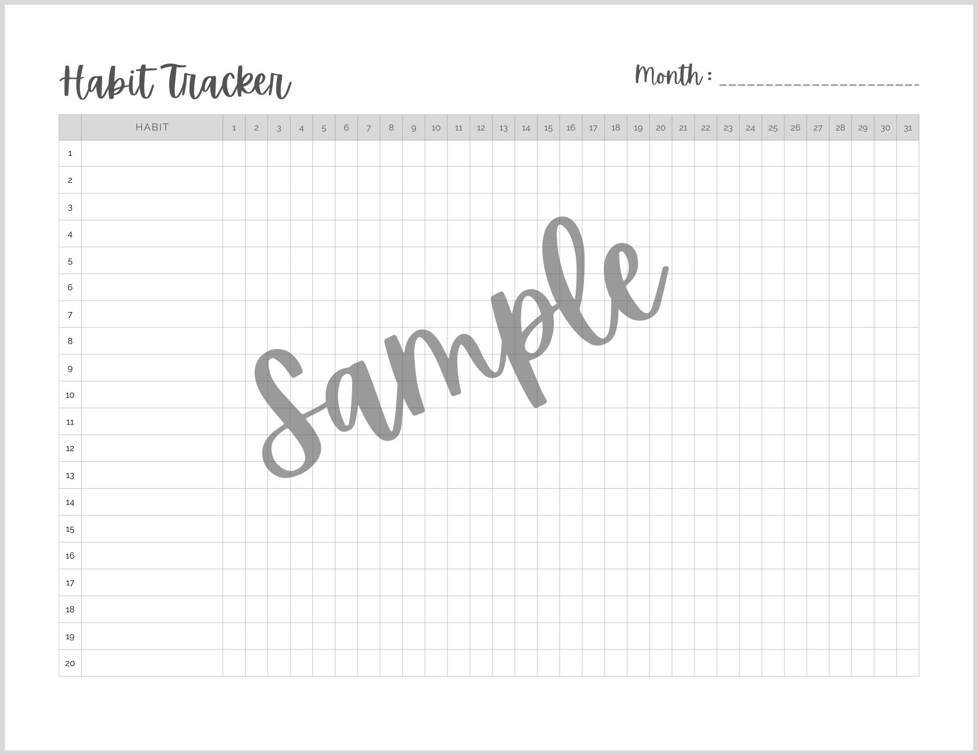 Habit Tracker Printable | Digital Design Planner Download - Etsy