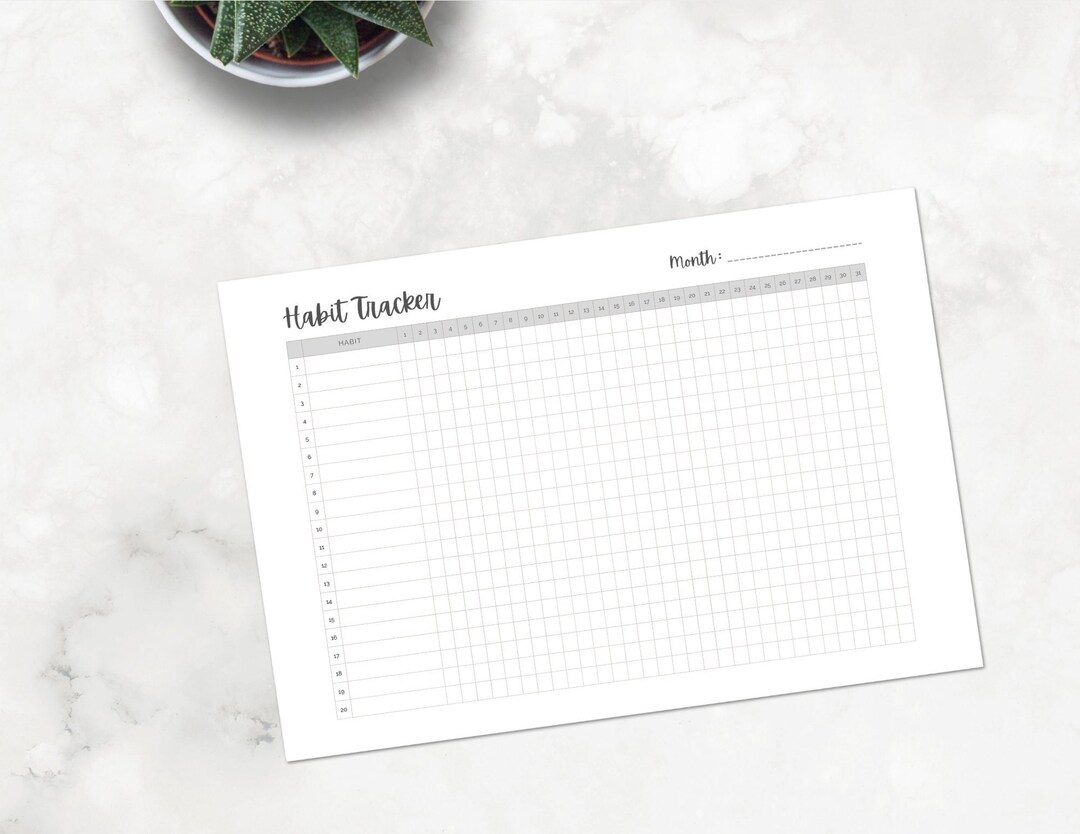 Habit Tracker Printable | Digital Design Planner Download - Etsy