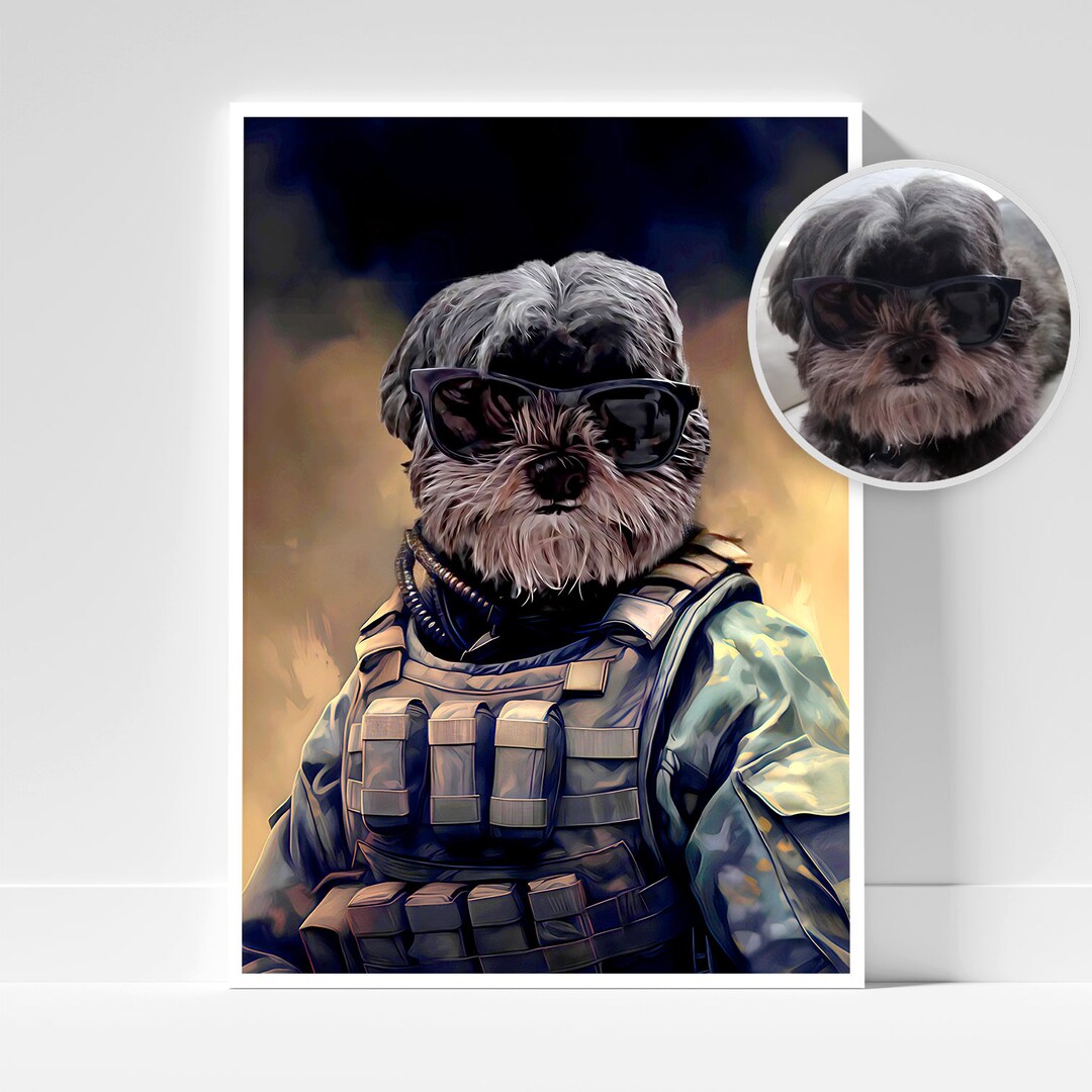Personalized Pet SWAT Team Art, Custom Pet Portrait From Photo, Funny ...