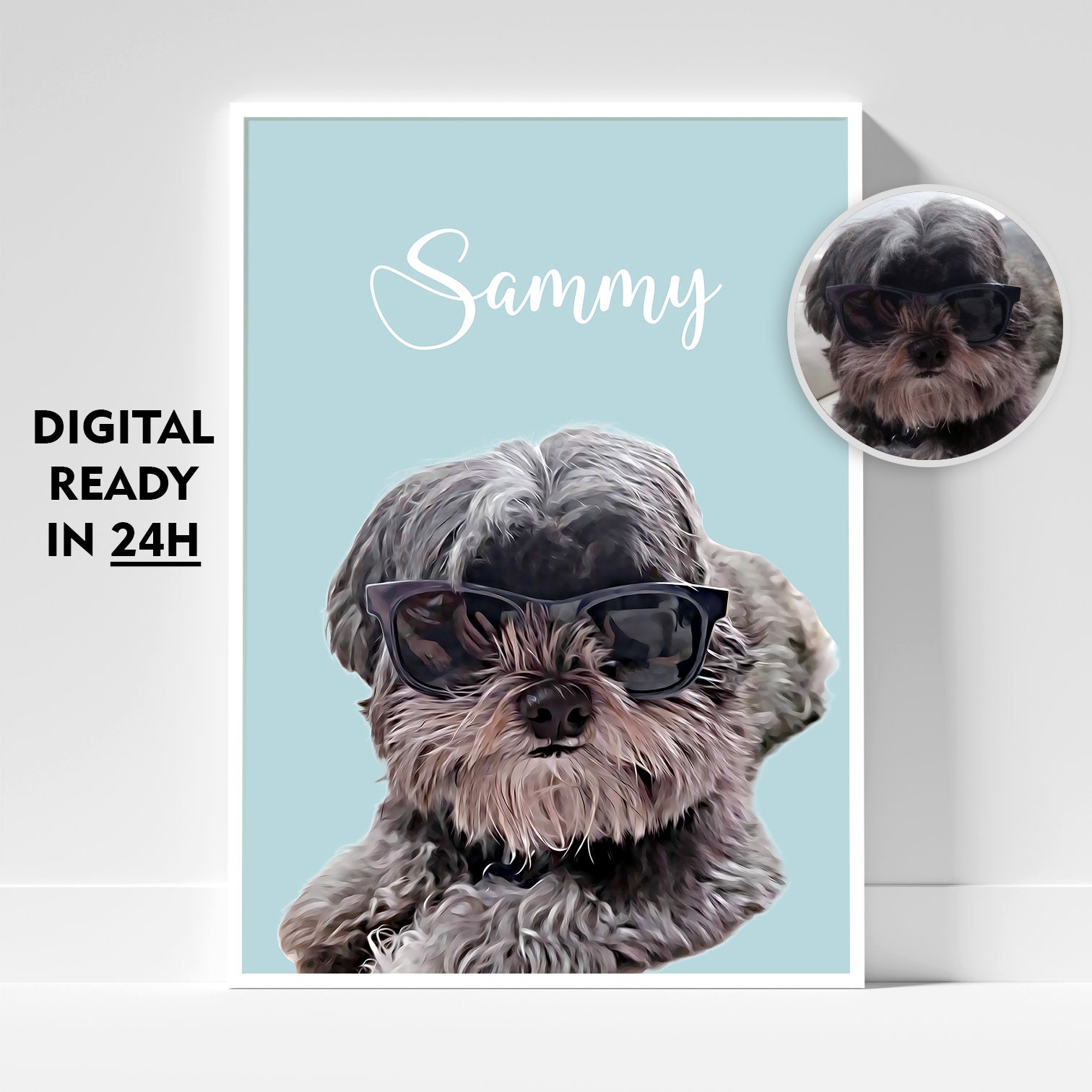 Custom Pet Portrait Using Pet Photo, Personalized Digital Dog Portraits ...