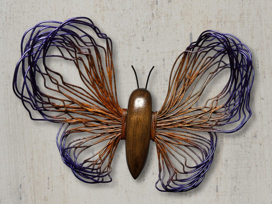 Wire Butterfly Sculpture Wall Art Garden Decor Mom Gift Wire Art ...