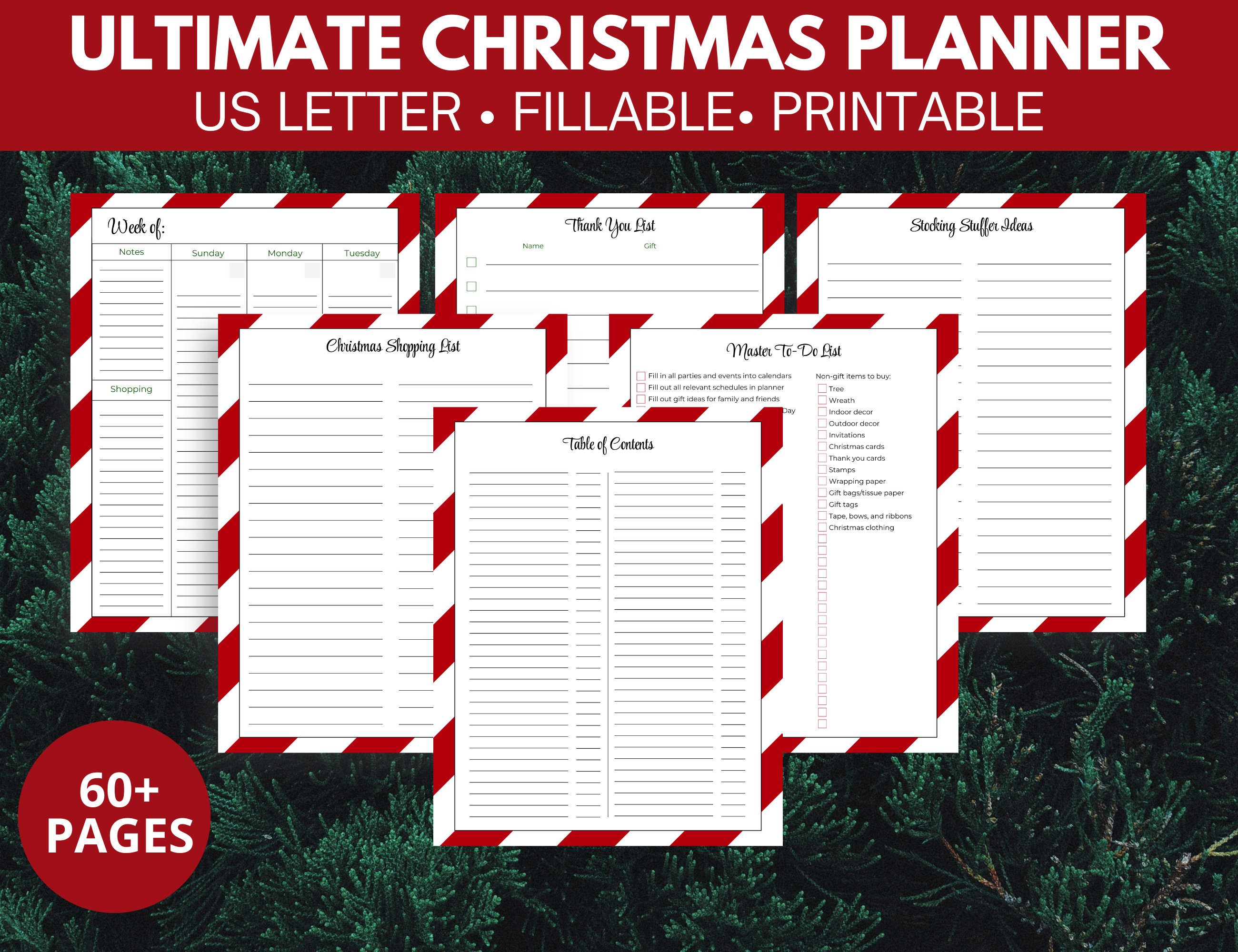 Christmas Fillable & Printable Planner Holiday Tracker Party Organizer ...