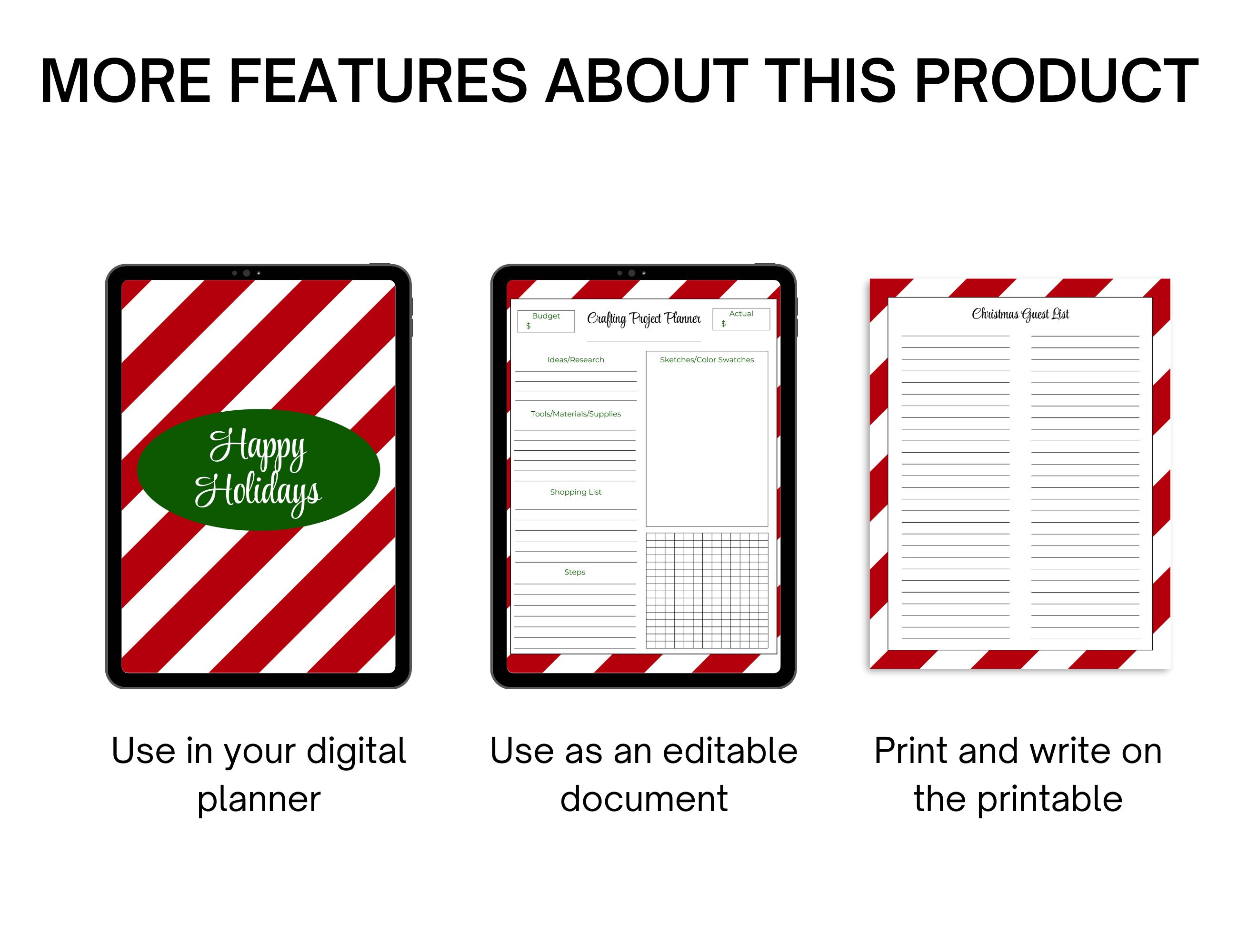 Christmas Fillable & Printable Planner Holiday Tracker Party Organizer ...