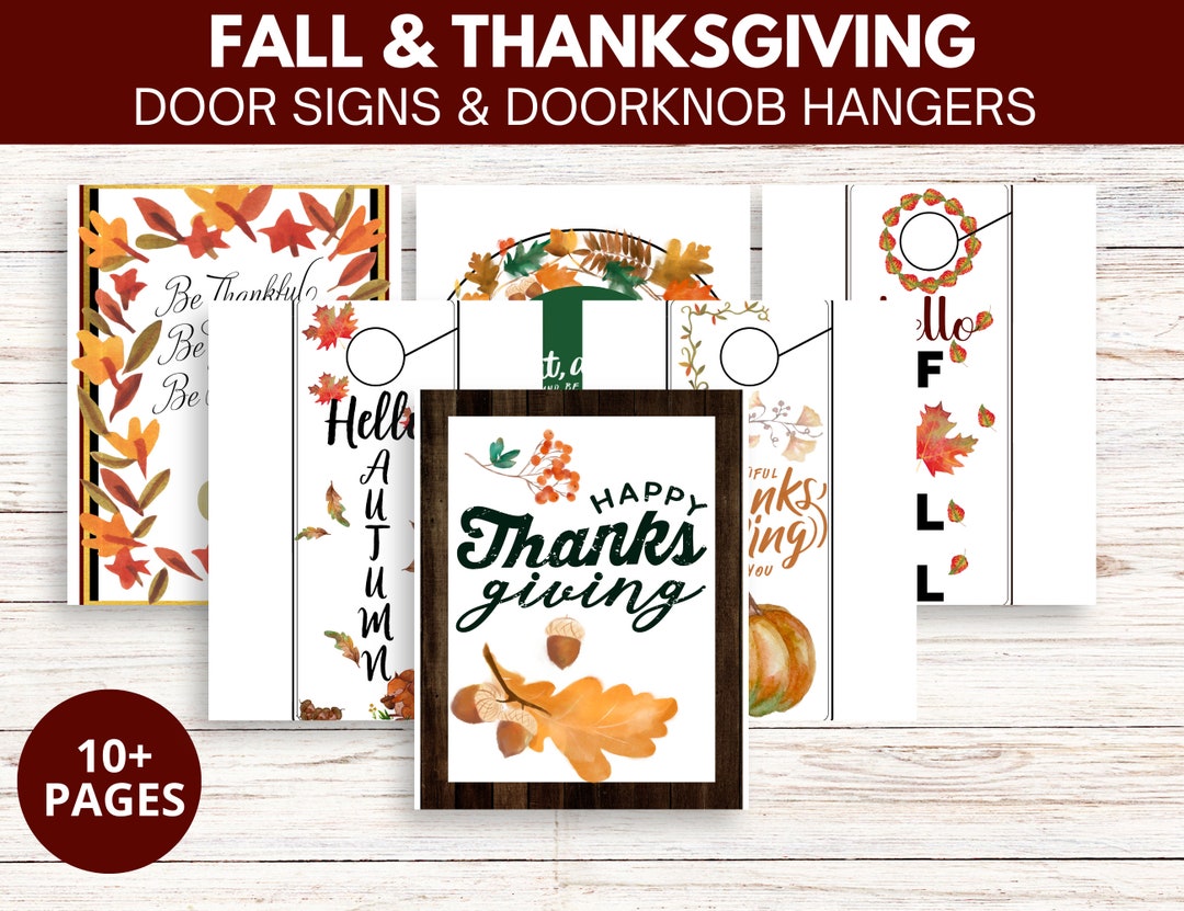 Fall Thanksgiving Decorations Printable Door Sign and Thanksgiving ...