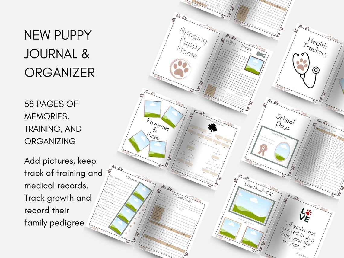 New Puppy Journal Fillable & Printable PDF Planner for New Pet Puppy ...