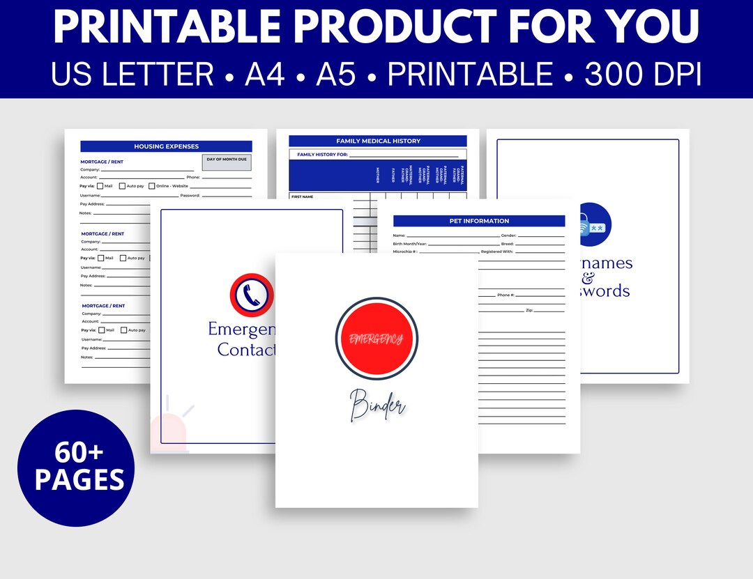 In Case of Emergency Binder Printable Bug Out Planner Family Tracker ...