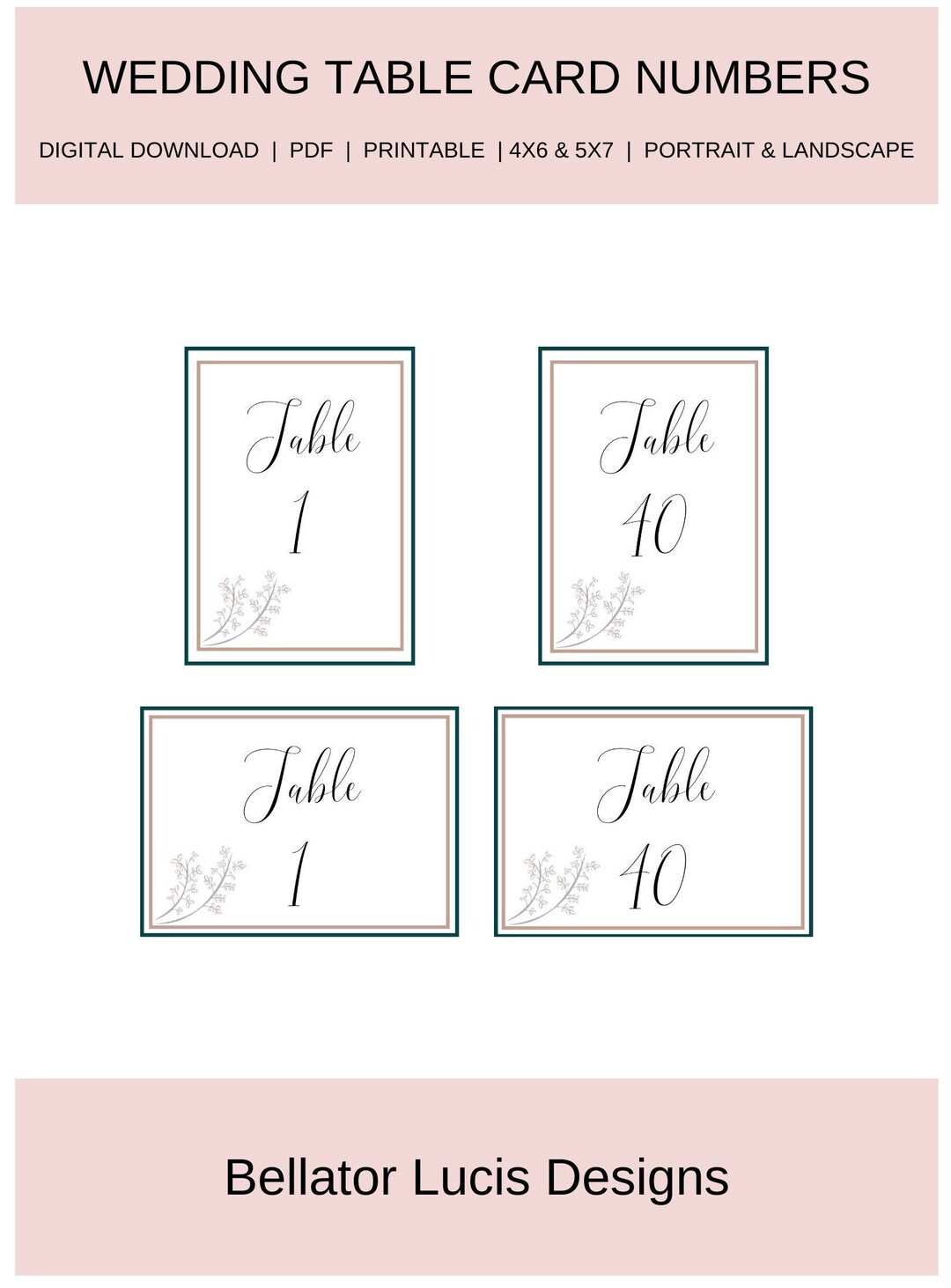 Table Card Numbers Printable 1 to 40 Table Numbers Party - Etsy