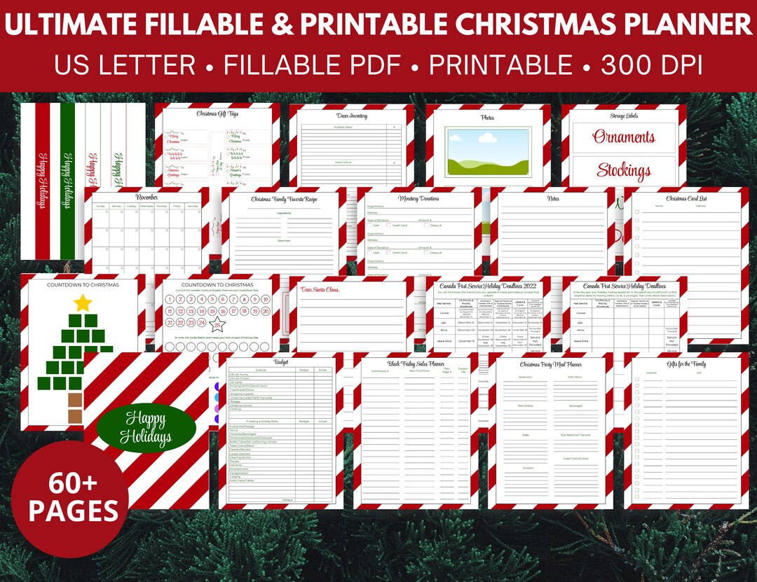 Christmas Fillable & Printable Planner Holiday Tracker Party Organizer ...