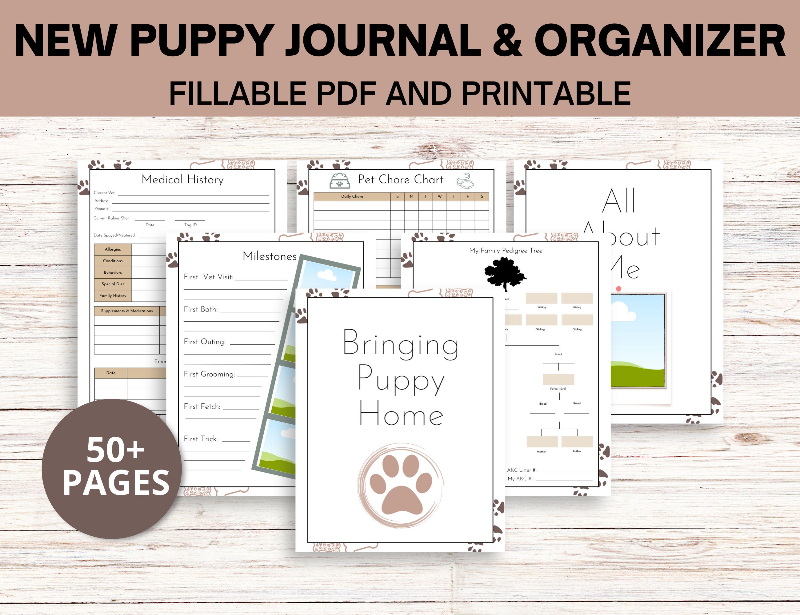 New Puppy Journal Fillable & Printable PDF Planner for New Pet Puppy ...