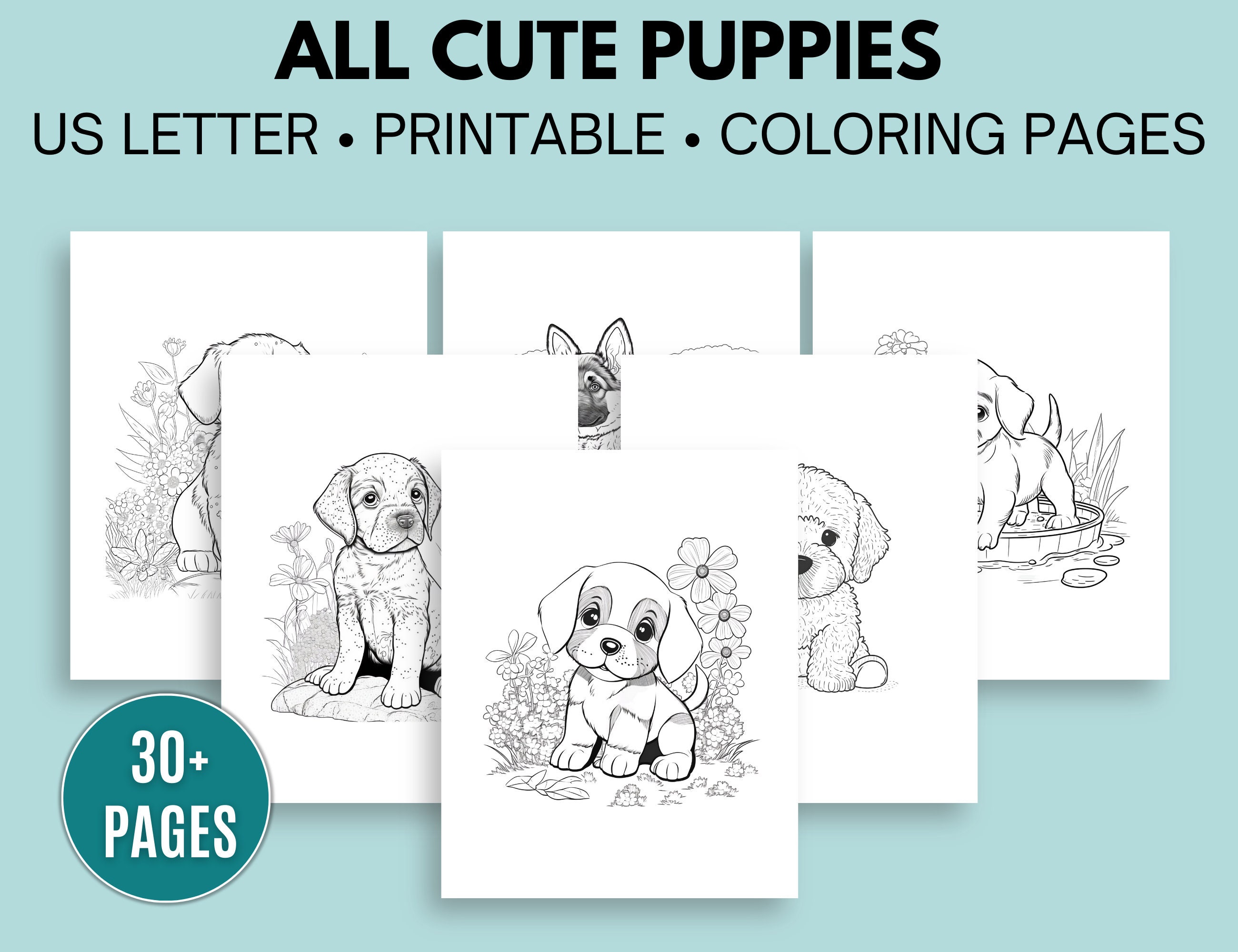 Coloring Pages Cute Puppies Printable Coloring Book for - Etsy