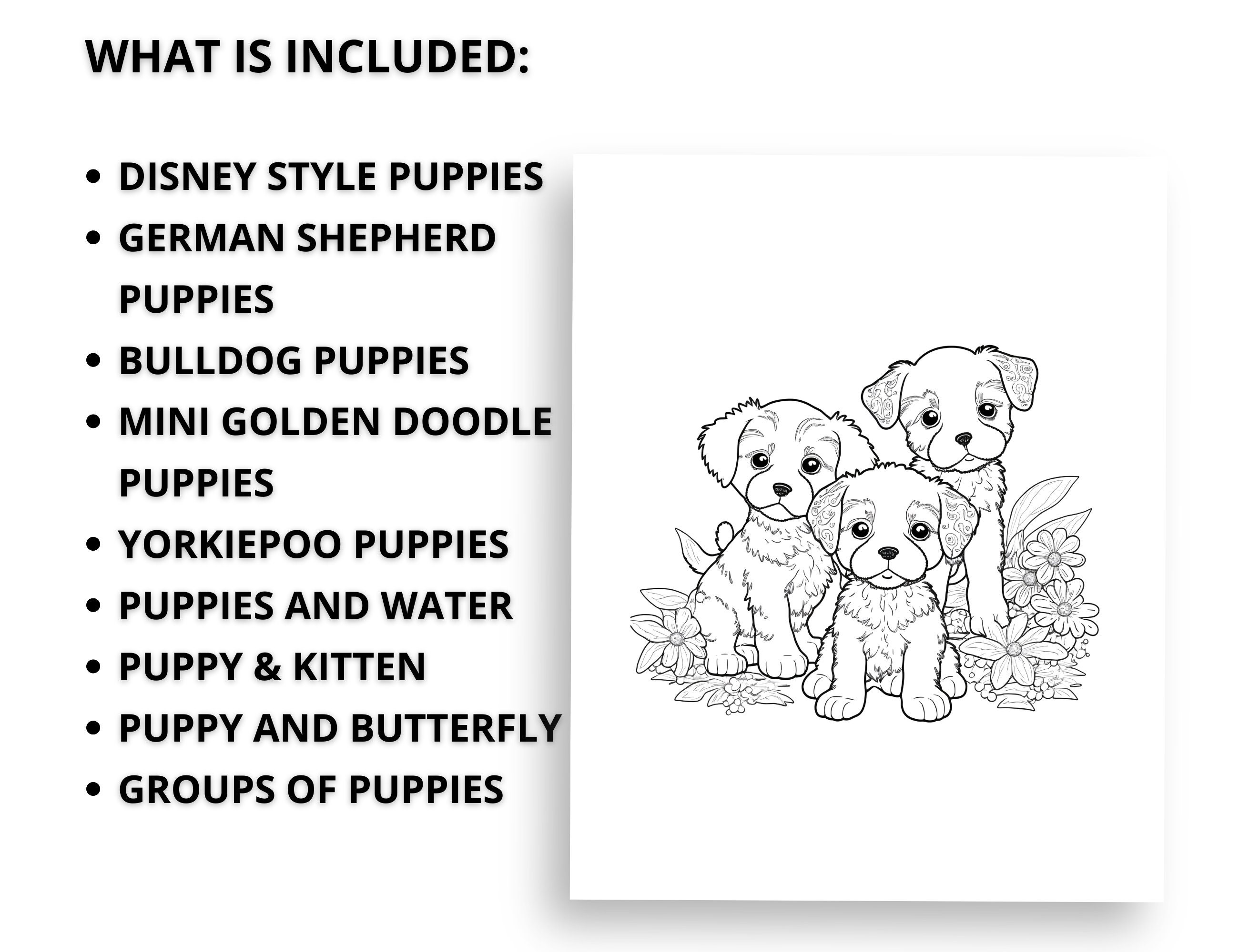 Coloring Pages Cute Puppies Printable Coloring Book for - Etsy