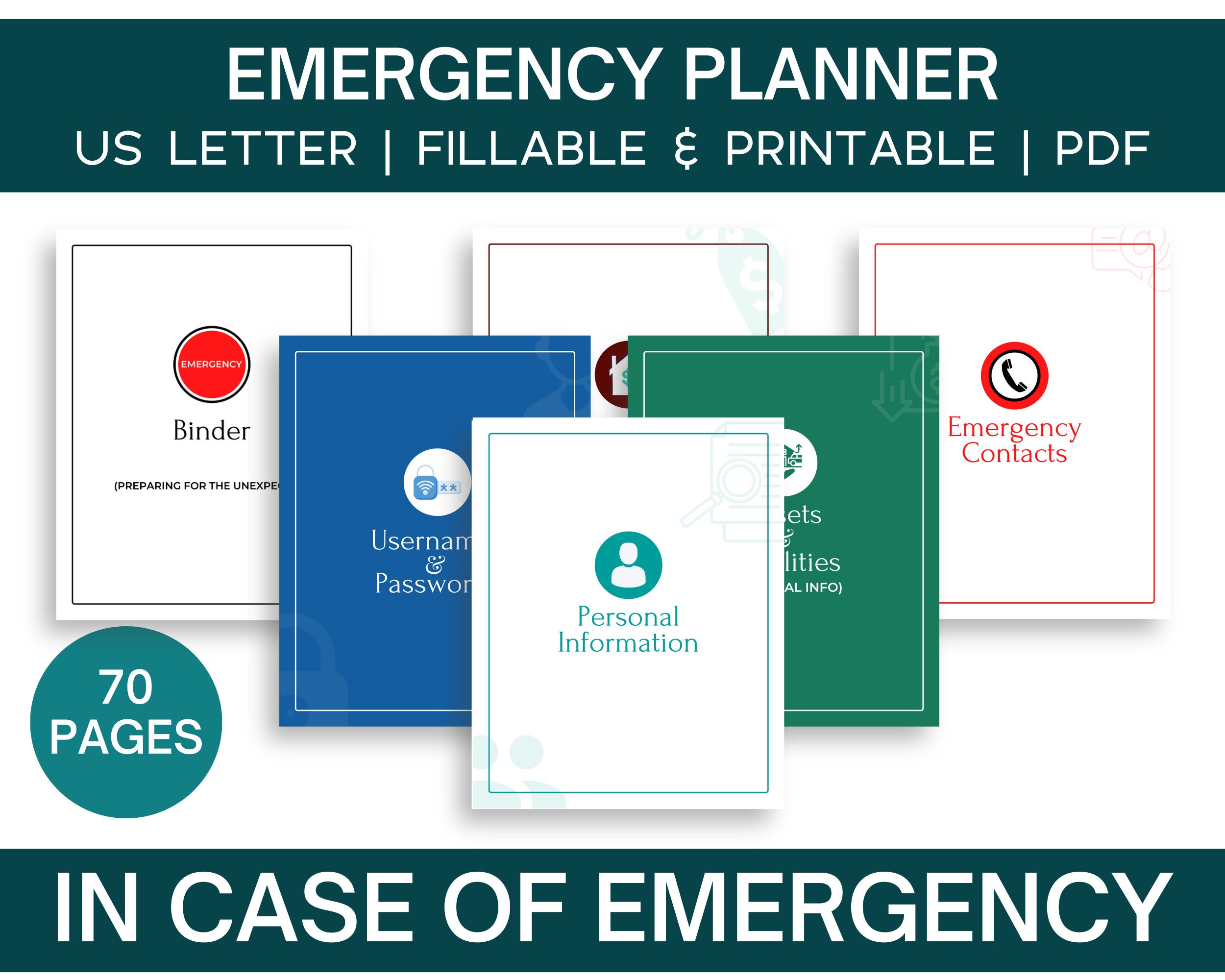Emergency Binder Fillable PDF Instant Download Printable & - Etsy