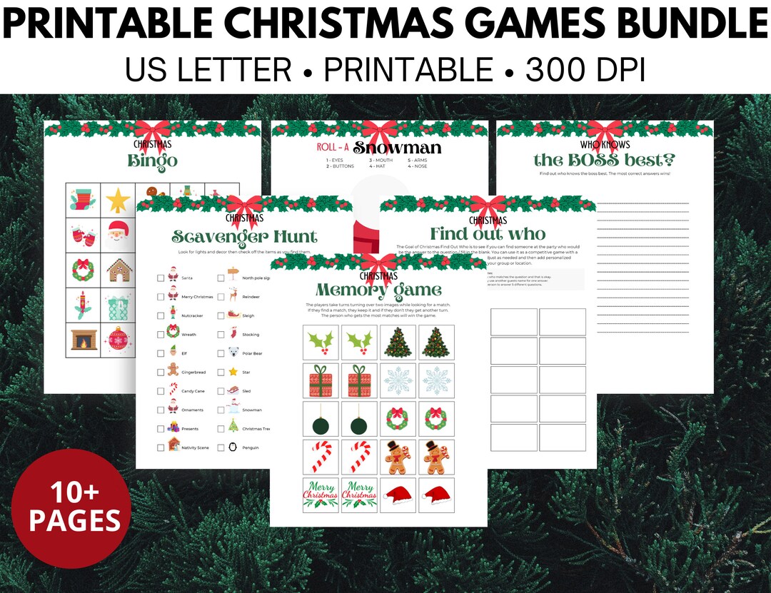 Christmas Games Printable Bundle of Holiday Games for Everyone for ...