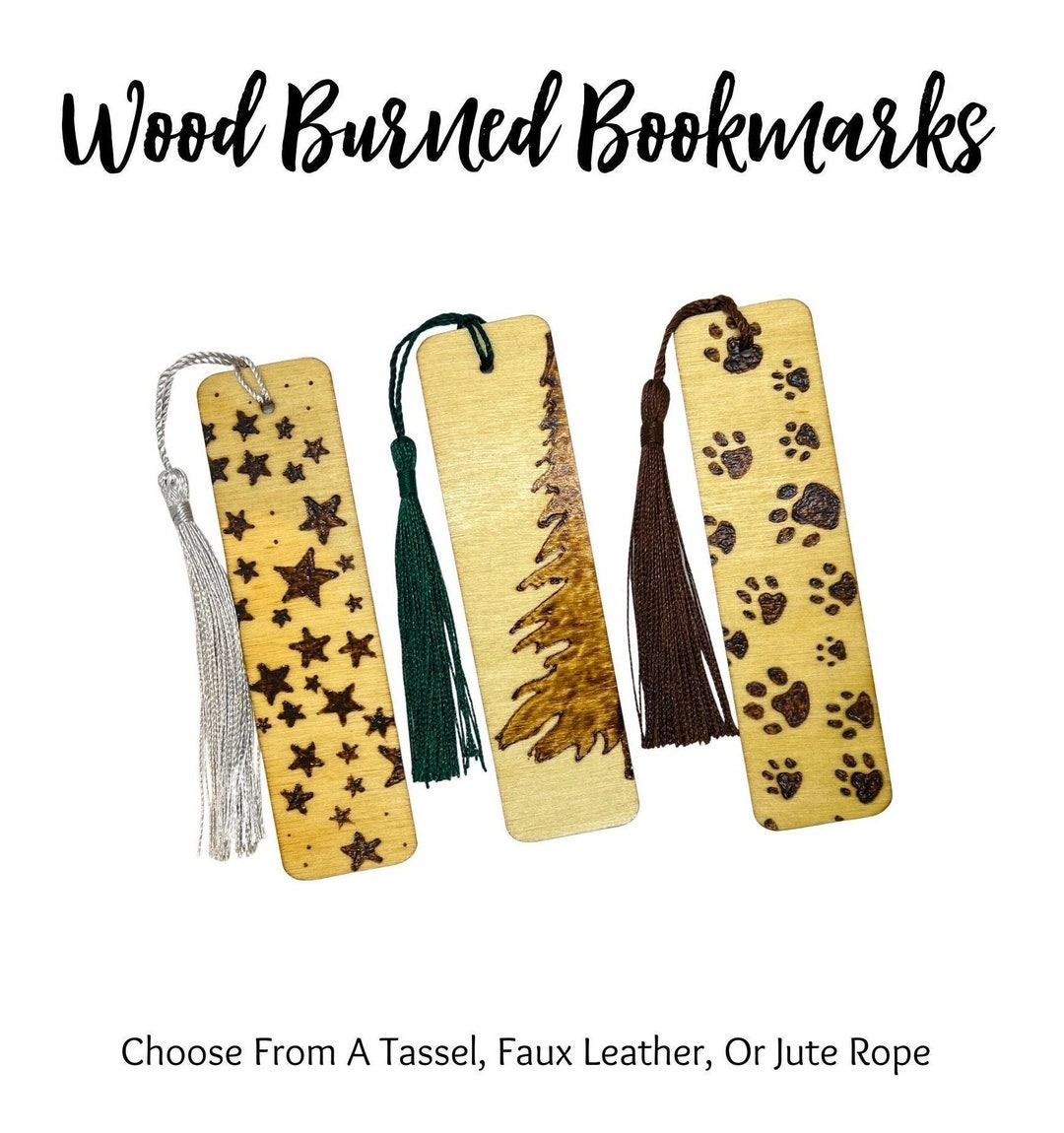 Handmade Wood Bookmark Pyrography Unique Gift Wooden Place Holder Wood ...