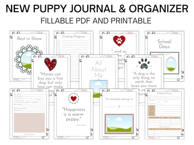 New Puppy Journal Fillable & Printable PDF Planner for New Pet Puppy ...
