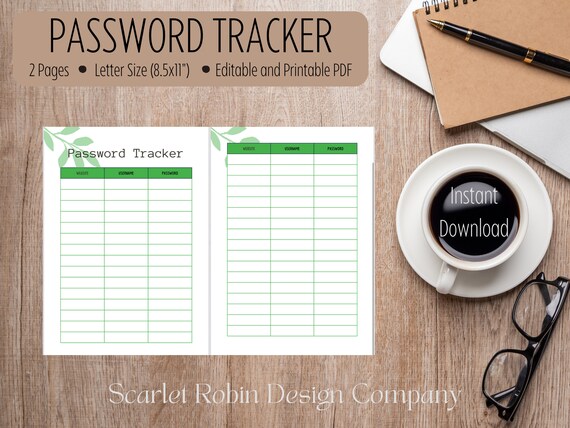 Digital Password Tracker Printable Password Tracker - Etsy
