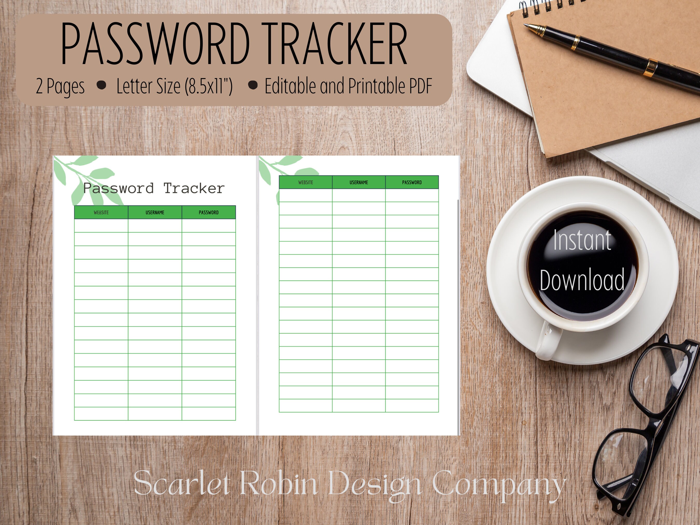 Digital Password Tracker | Printable Password Tracker | Editable ...
