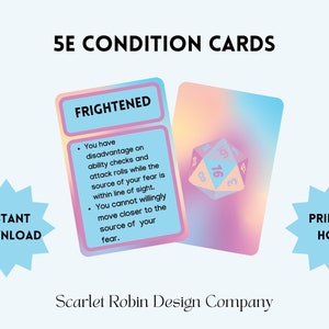 Dungeons and Dragons 5e Condition Cards | Downloadable and Printable ...