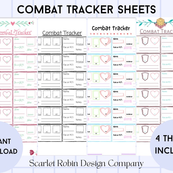 Initiative Tracker Printable - Etsy