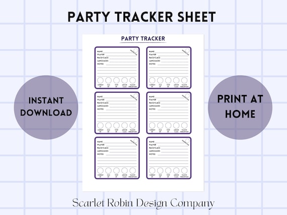 DND Party Tracker DM Tools PC Reference Dungeons and - Etsy
