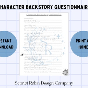 DND Character Backstory Questionnaire | Player Creation Tool | DM Tool ...