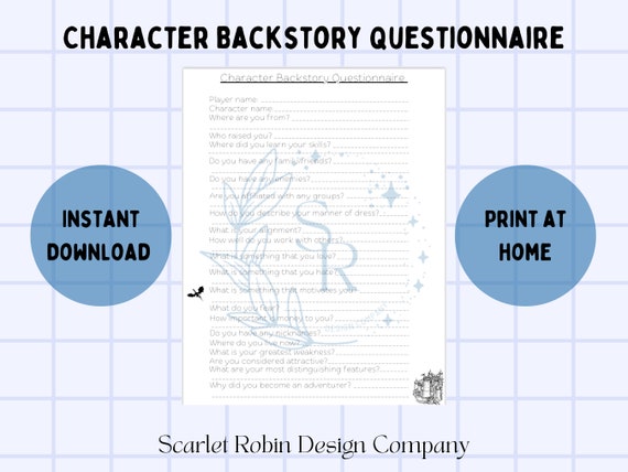 DND Character Backstory Questionnaire Player Creation Tool - Etsy New ...