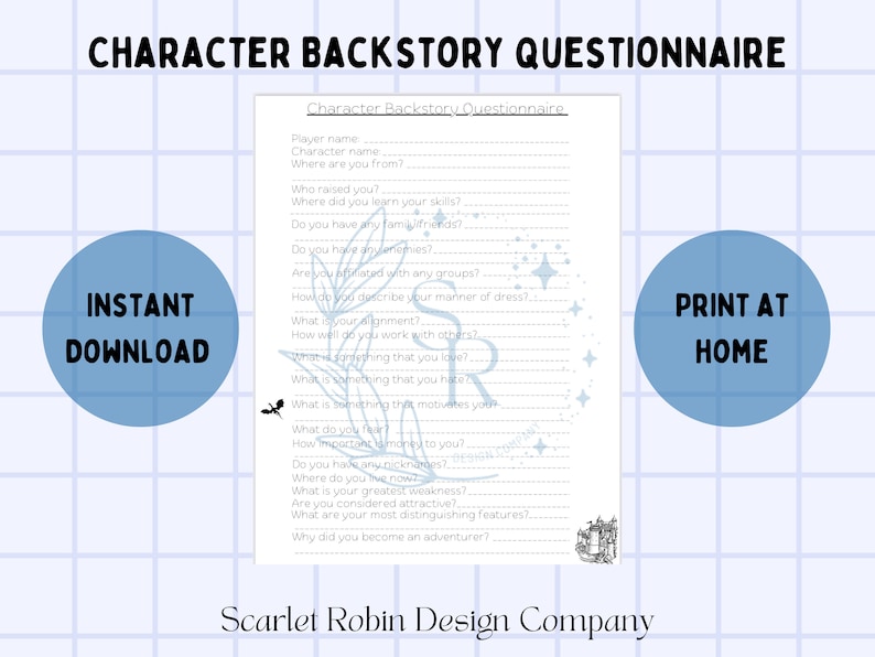 DND Character Backstory Questionnaire | Player Creation Tool | DM Tool ...