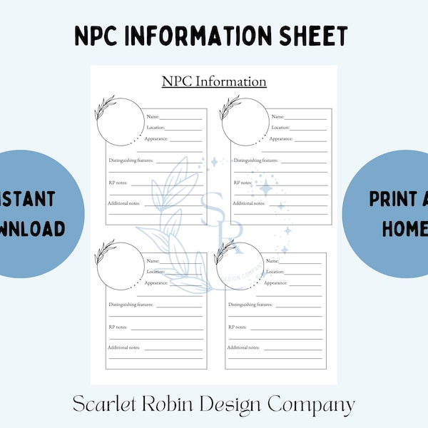 Dnd Npc Sheet - Etsy