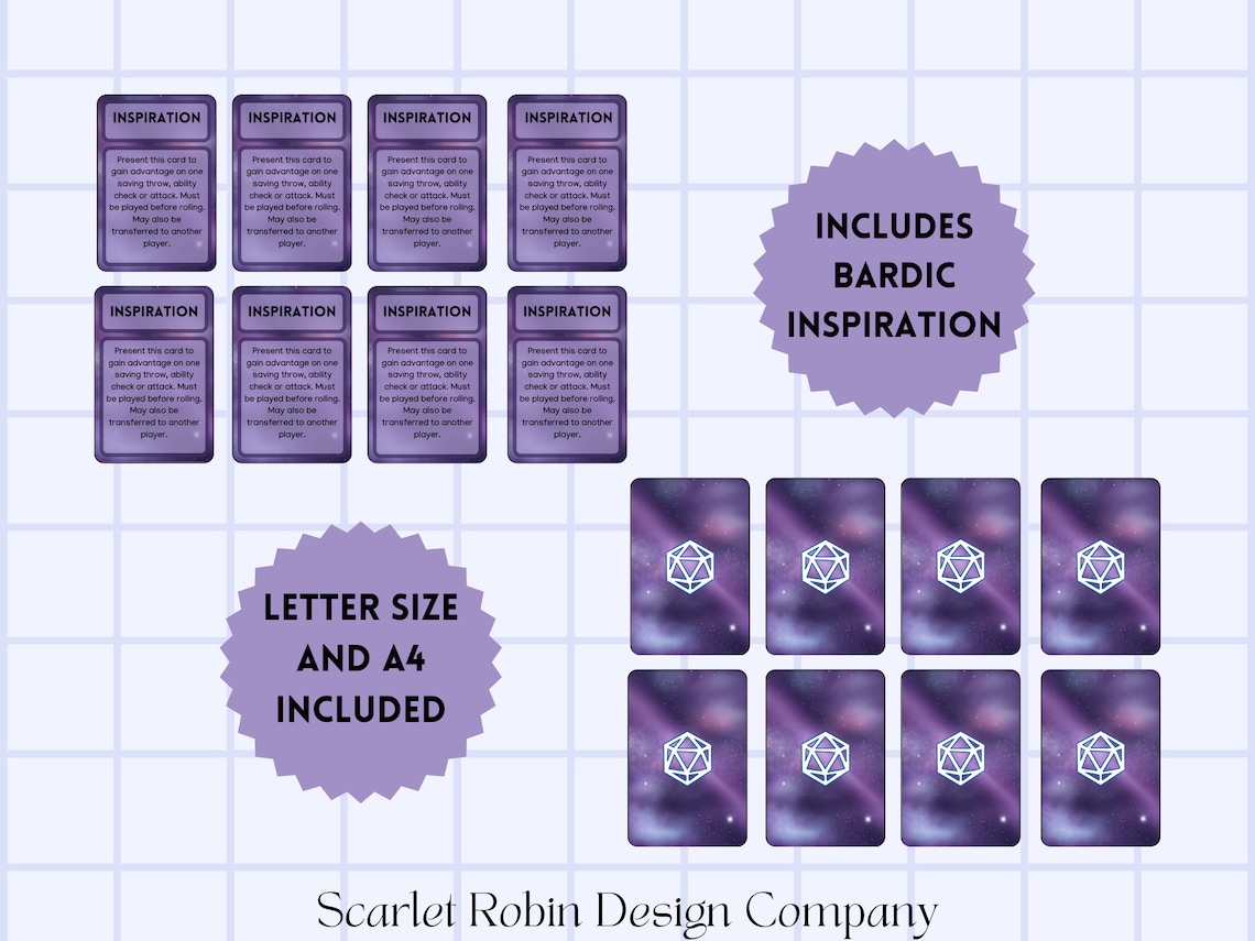 Dungeons and Dragons 5e Inspiration Cards | Downloadable and Printable ...
