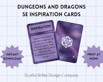 Dungeons and Dragons 5e Bardic Inspiration Cards | Downloadable and ...