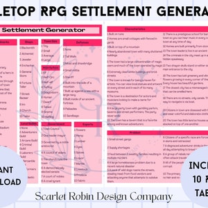 DND Settlement Generator | TTRPG Role Tables | DM Tools Town Creator - Etsy