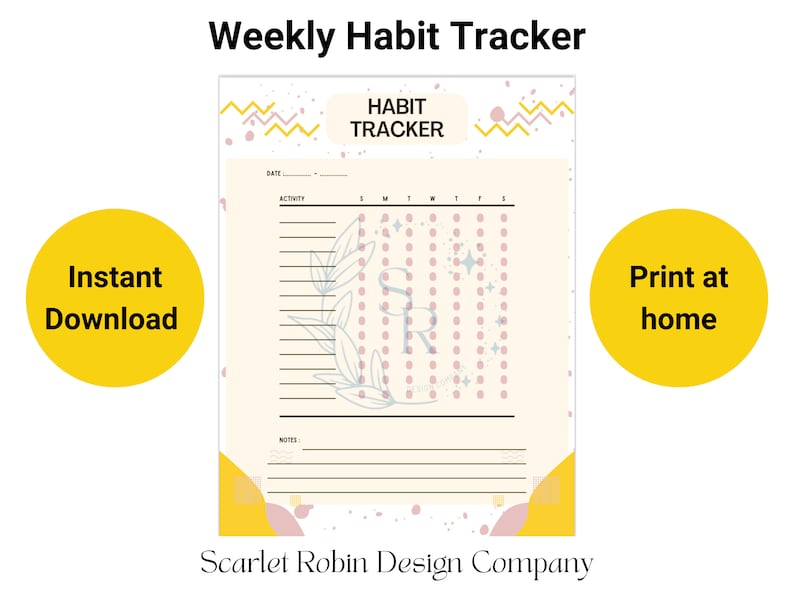 Retro Printable Habit Tracker Cute Habit Tracker Printable - Etsy