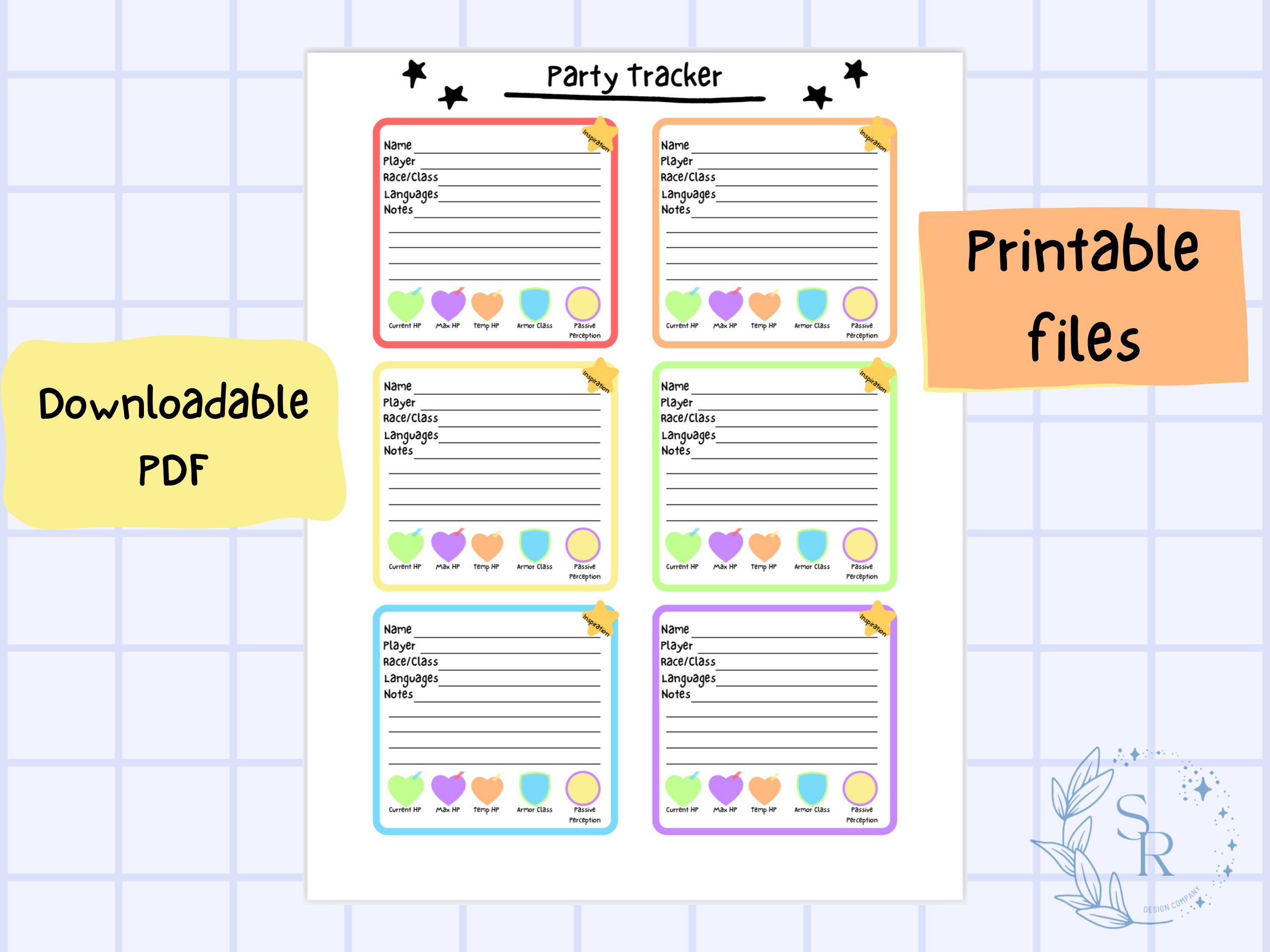 Printable Party Tracker for Dungeons and Dragons | Party Reference ...