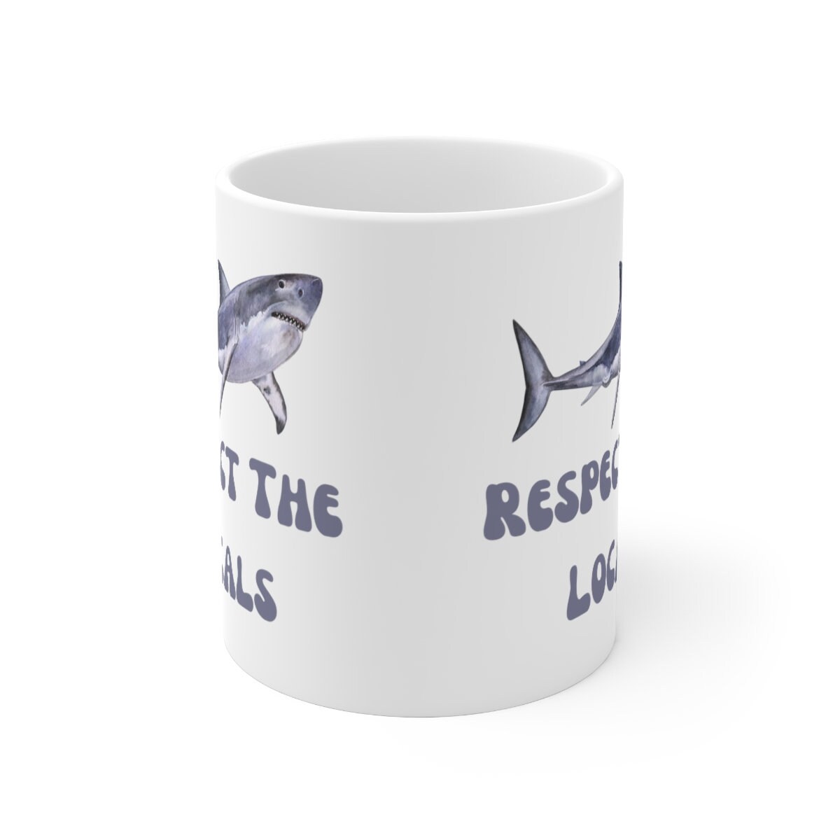 Shark Gift, Shark Mug, Great White Shark Mug, Respect the Locals ...