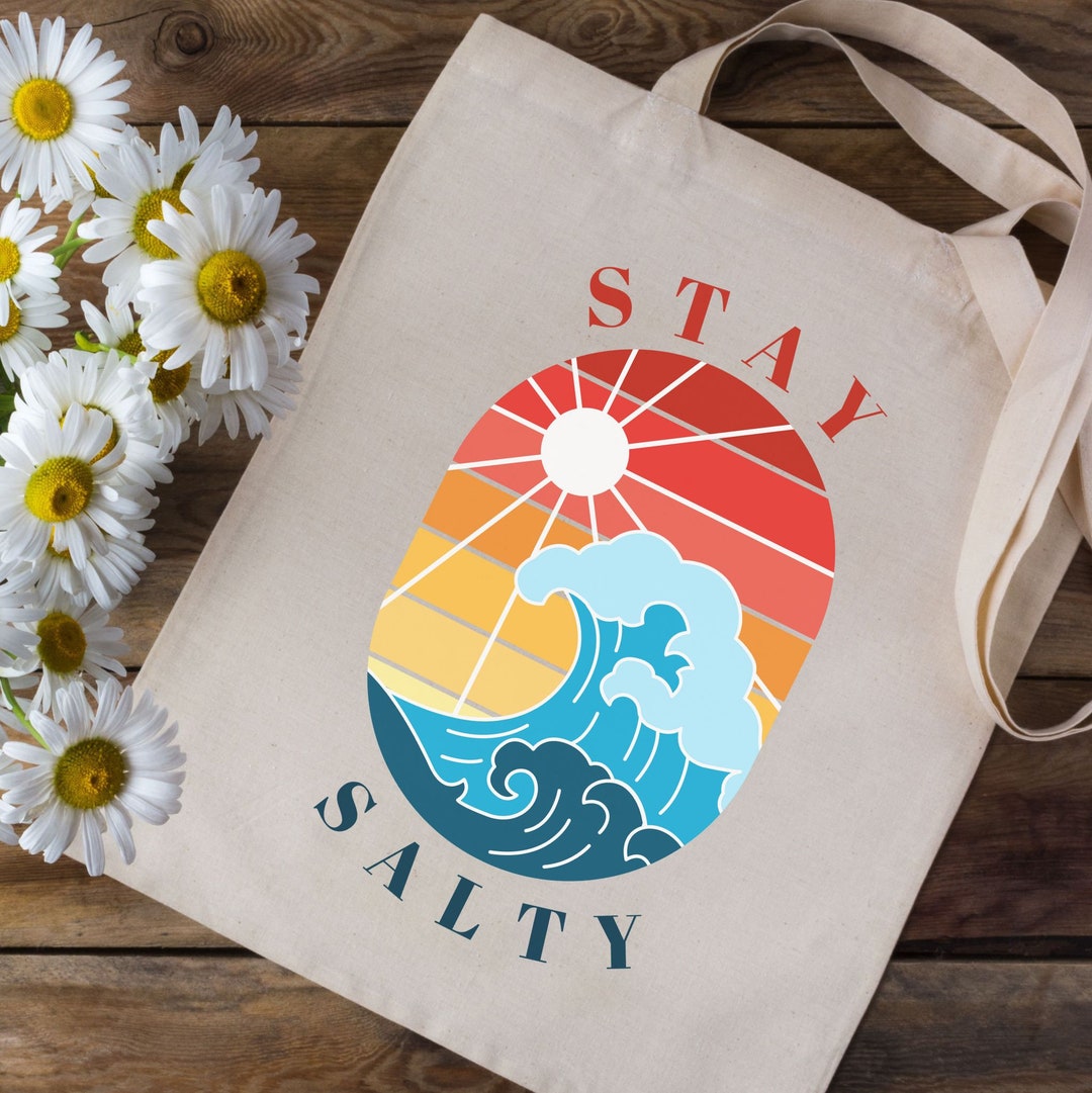 Stay Salty Tote Vintage Summer Travel Bag Beach Graphic - Etsy