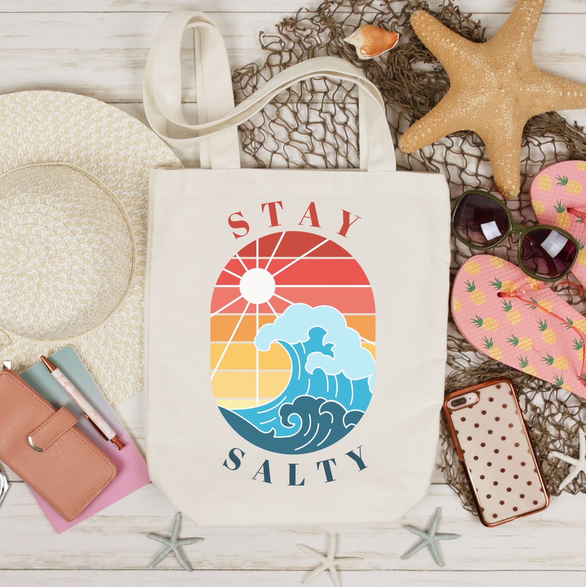 Stay Salty Tote Vintage Summer Travel Bag Beach Graphic - Etsy