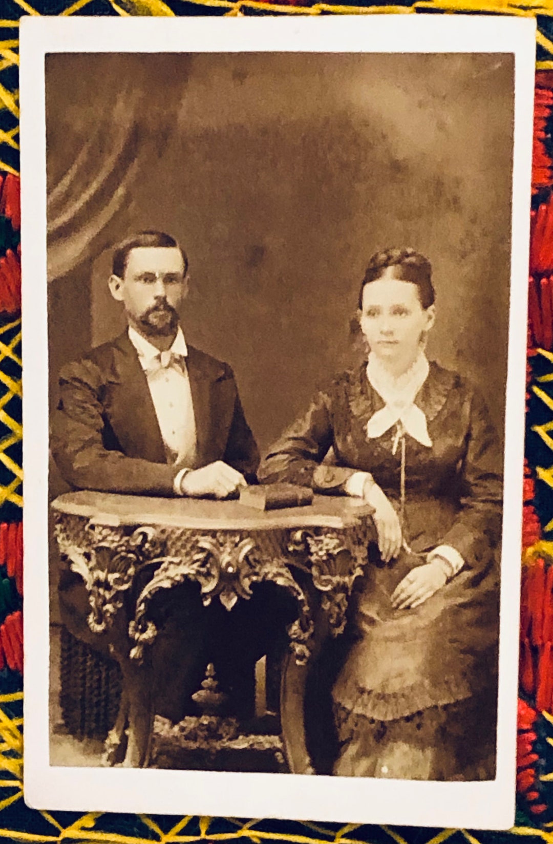 CDV of a Couple Seated at a Table, Ca 1870 - Etsy