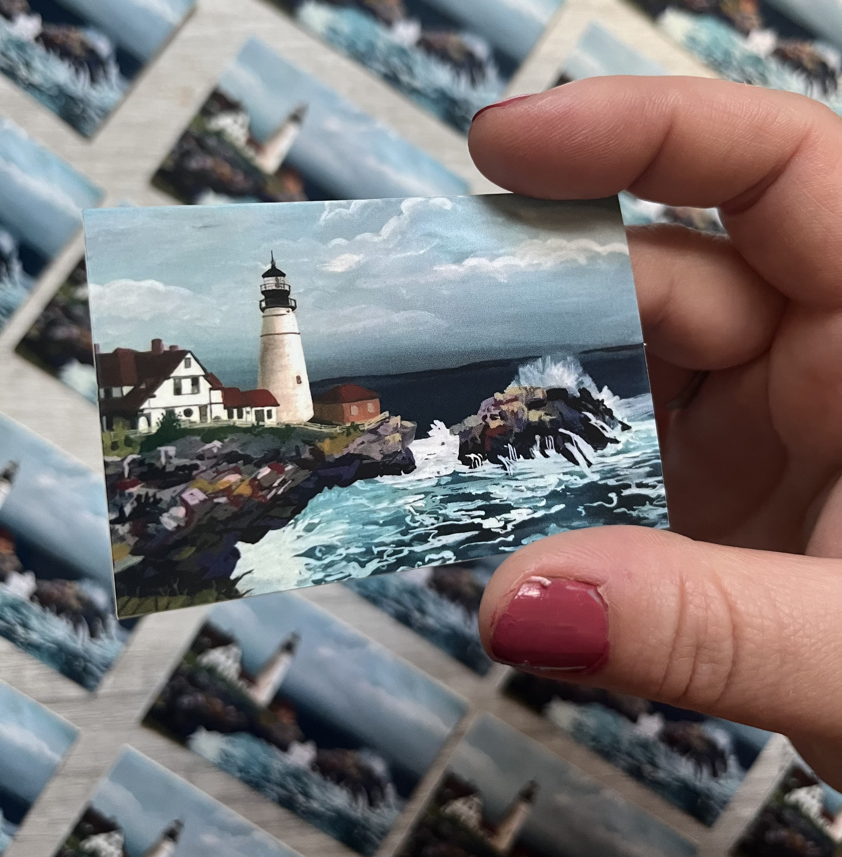 Maine Portland Head Light Art Painting Laptop Sticker Hydroflask ...