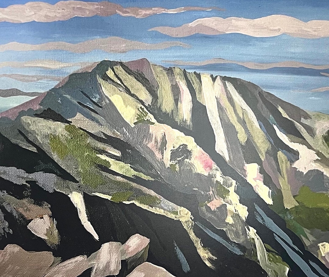 Art Print Mountain | Mount Katahdin Painting | Decor | Allagash Trail ...