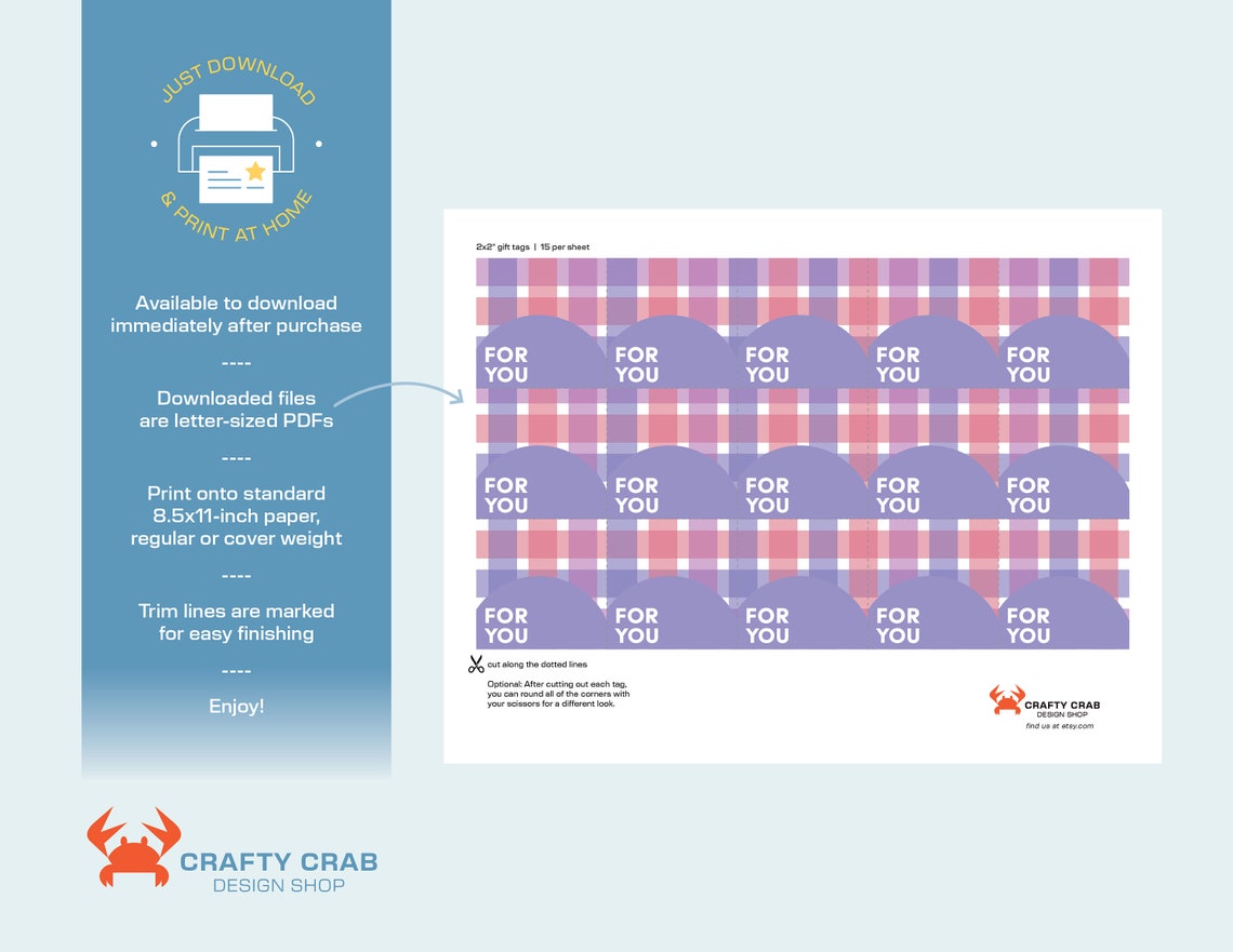 GIFT TAGS | 2x2” | Download and Print at Home | Tags for All of Your ...