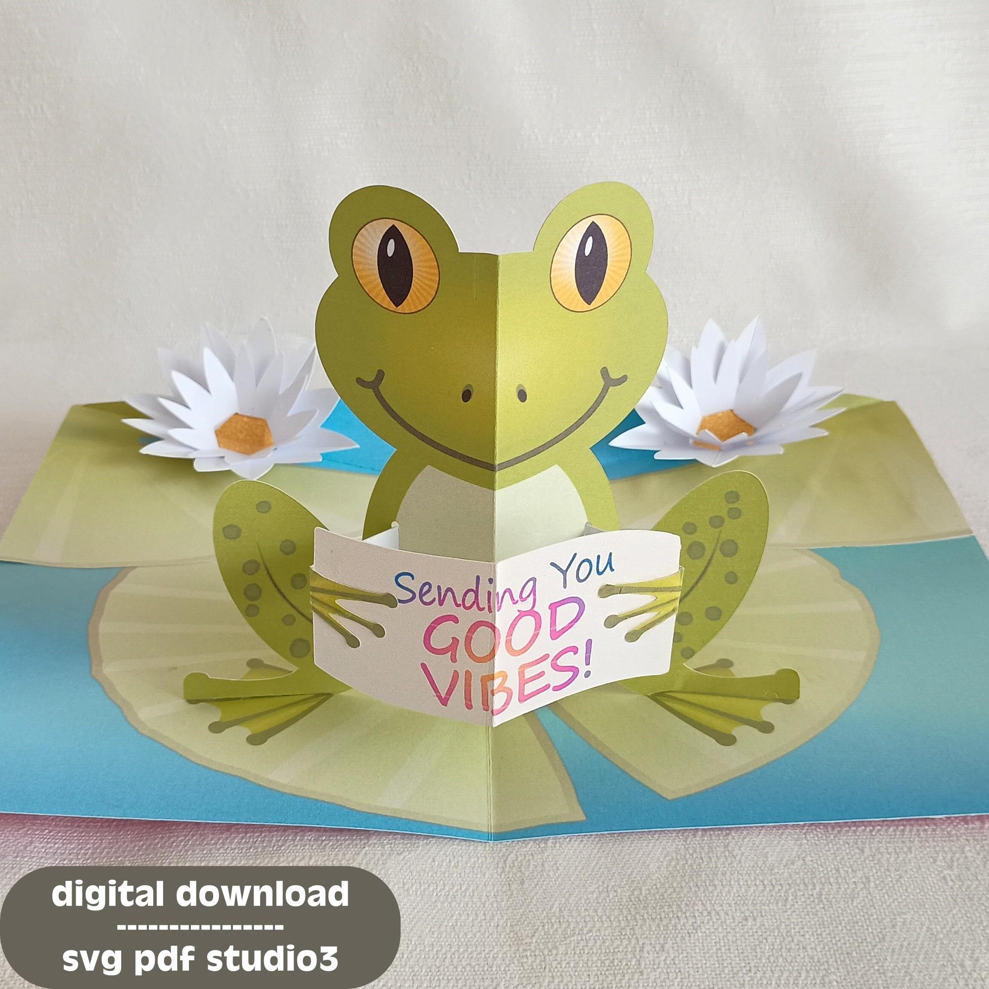 Pop up Card Template SVG Spring Frog Plotter Cut File | Pat. 049 - Etsy