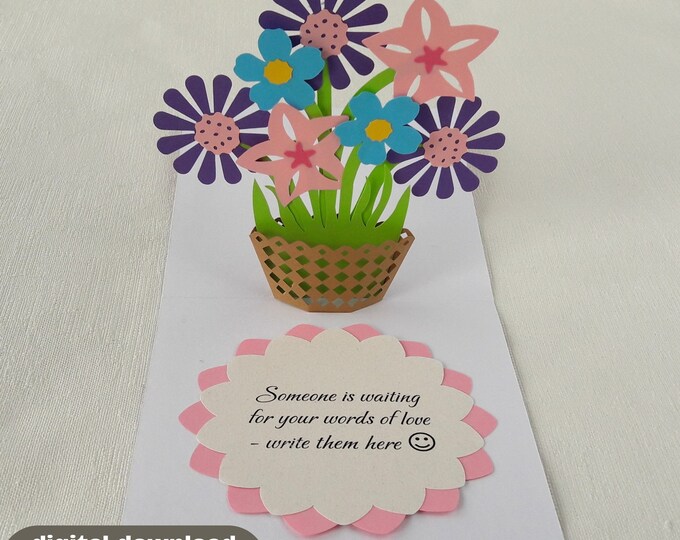 Hanging Basket Card, Hanging Basket Card of Spring Flowers, Assorted ...