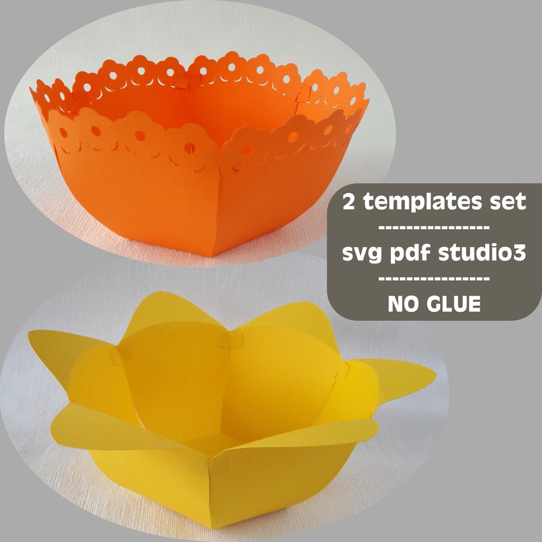 Easter Paper Baskets 2 Templates Set SVG PDF STUDIO3 Plotter Cut File ...