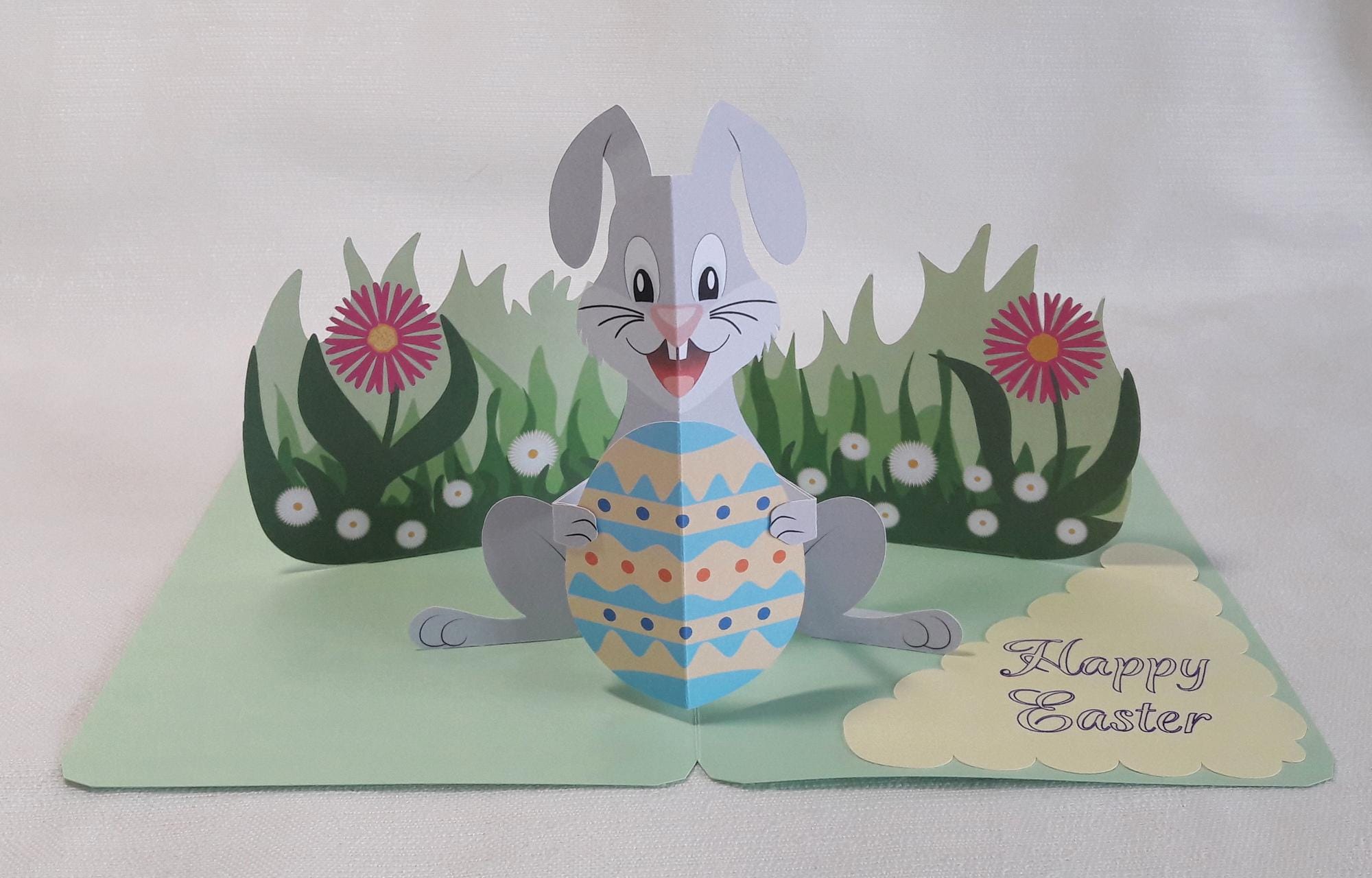 Pop up Card Template SVG Easter Bunny Plotter Cut File | Pat. 047 - Etsy