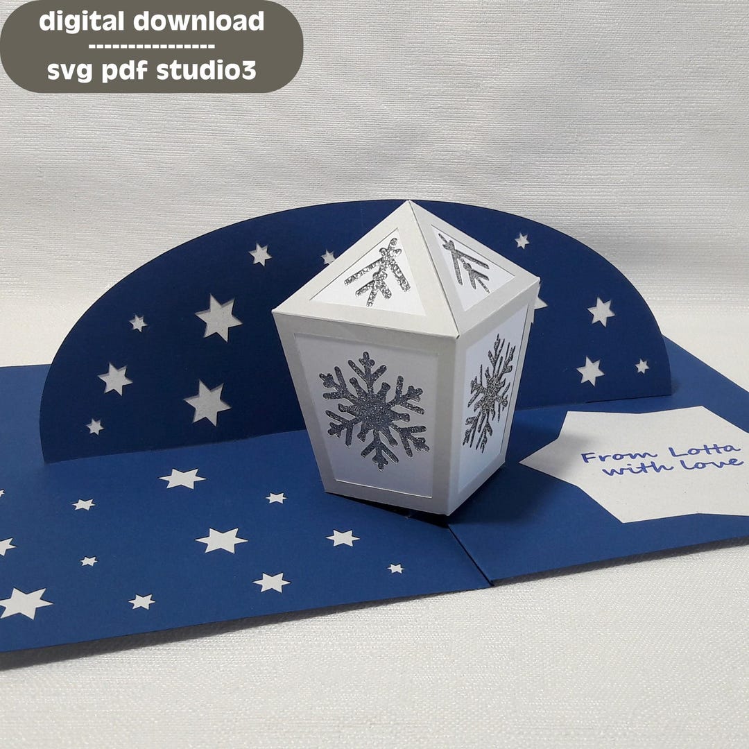 Christmas Pop up Card Winter Lantern SVG PDF STUDIO3 | Plotter Cut File ...
