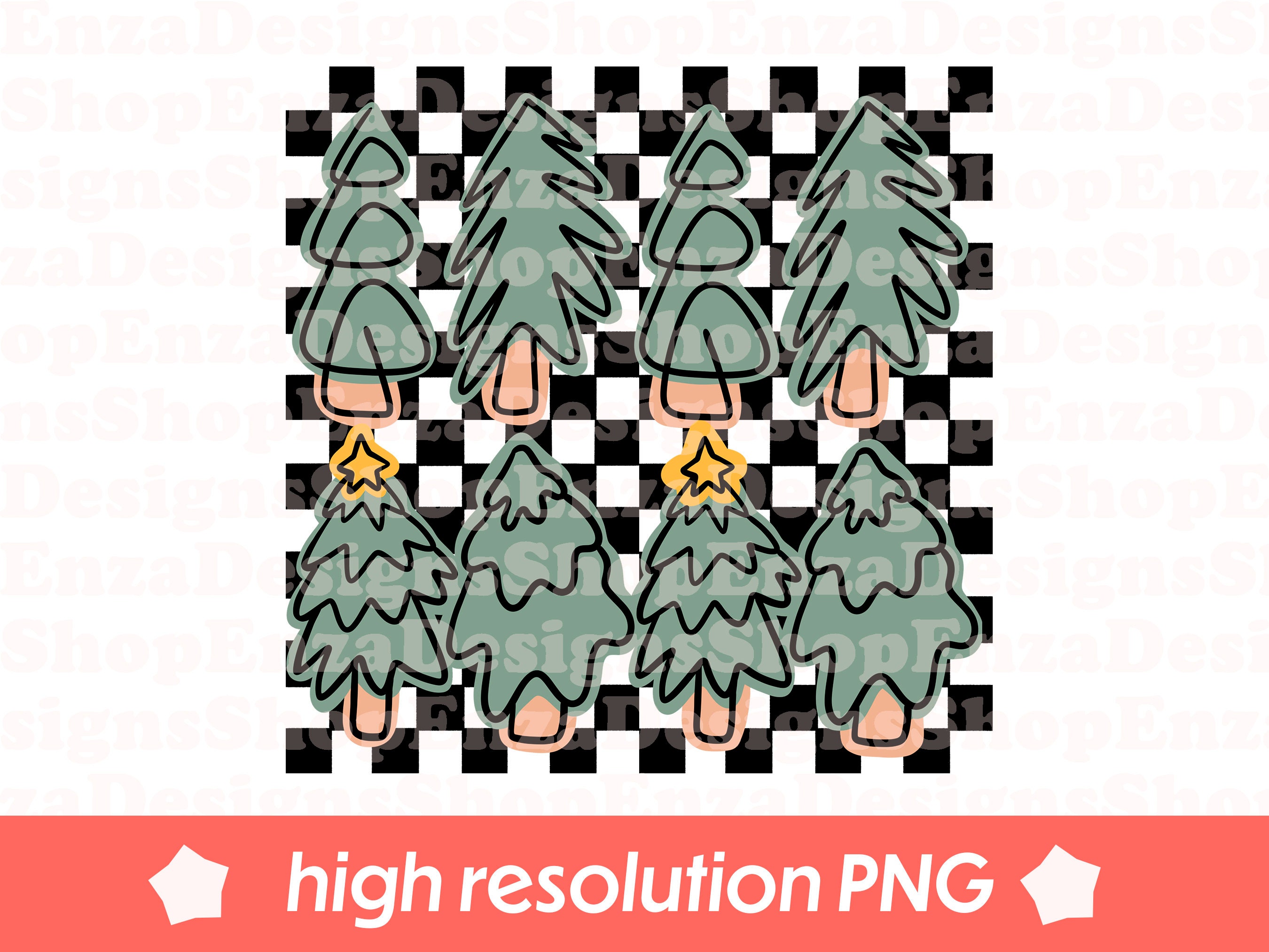 Checkered Trees Png Christmas Png Retro Christmas Png Kids - Etsy