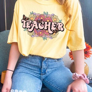 Floral Teacher Png Design for Shirts, Teacher Appreciation Png, Trendy ...