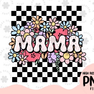 Checkered Floral Mama Png, Retro Shirt Png, Mama Design, Mama Tshirt ...