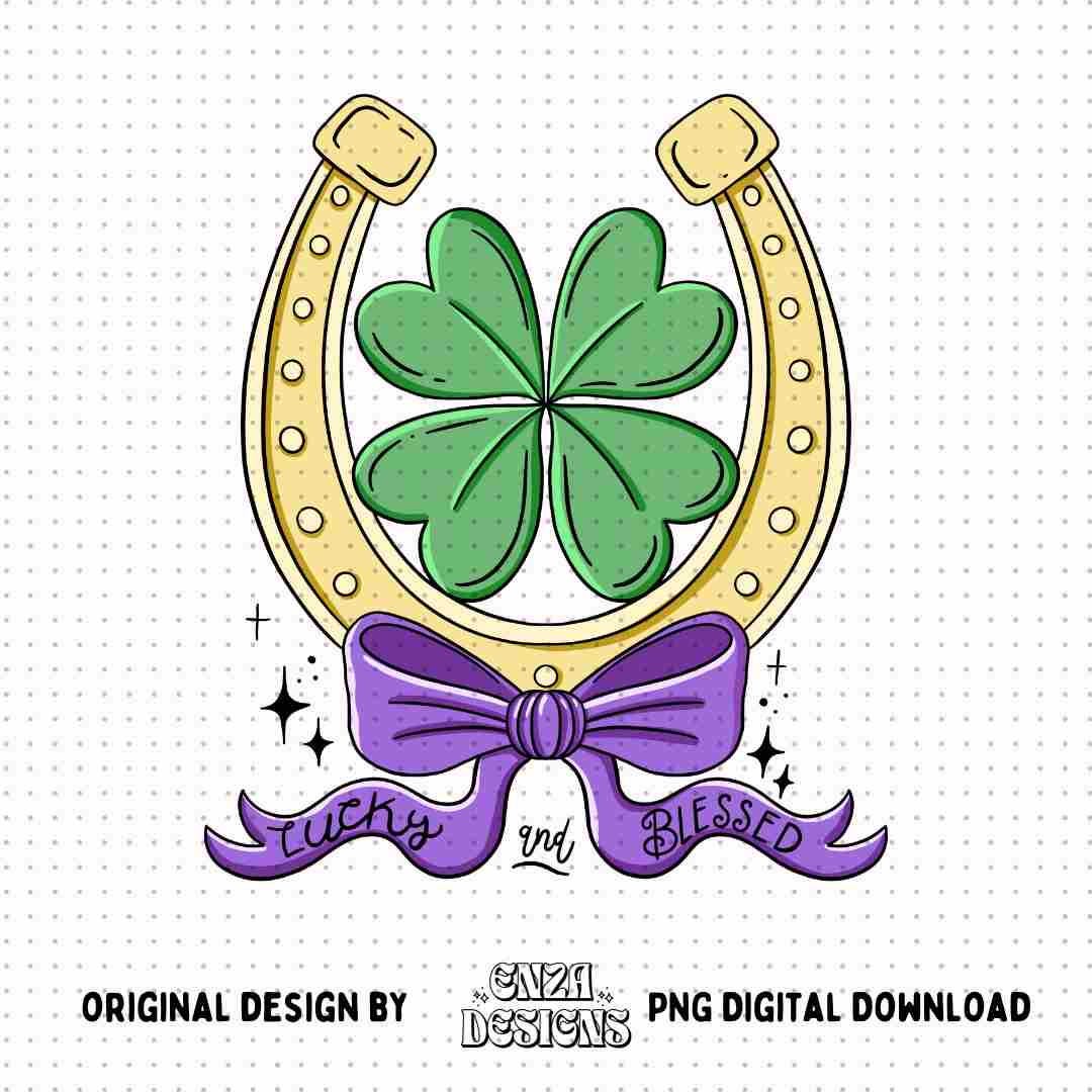 Lucky and Blessed Purple Bow Png, Coquette St Patricks Png, St Patrick ...